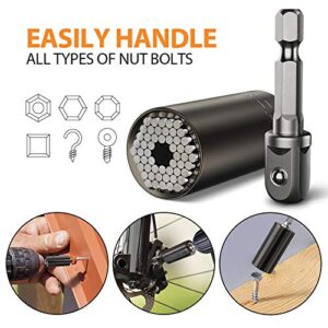 Super Universal Socket Tools Gifts for Men- Christmas Stocking Stuffers Socket Set with Power Drill Adapter Super Grip Socket (7-19mm) Cool Gadgets for Men Women Husband Handy DIY Tool