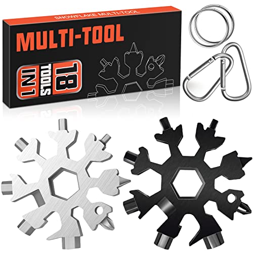 Stocking Stuffers for Men, 18 in 1 Snowflake Multitool, 2 Pack Christmas Men Dad Gifts, Cool Gadgets Hand Multi Tool Outdoors Camping Portable Bottle Opener Flat Screwdriver Kit Wrench