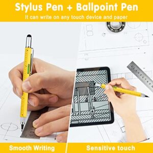 Valentines Day Gifts for Him Men - Multitool Pen With Stylus, Ruler, Level, Screwdriver Cool Gadgets for Men - Husband Boyfriend Mens Valentine's Day Fathers Day Birthday Gifts - Yellow