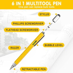 Valentines Day Gifts for Him Men - Multitool Pen With Stylus, Ruler, Level, Screwdriver Cool Gadgets for Men - Husband Boyfriend Mens Valentine's Day Fathers Day Birthday Gifts - Yellow