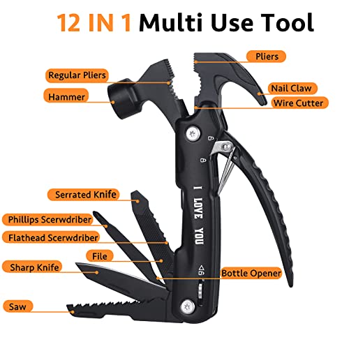 Multitool Hammer Pliers-Compact Multitool Camping Accessories Tool Pliers Saw and More-Including Bag and Gifts Box-Stocking Stuffers for Men, Christmas Gifts for Men Dad