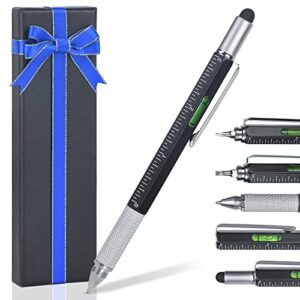 6 in 1 multitool pen construction tool,stylus,ruler,screwdriver,level, include 6 refills,stocking stuffers for men,christmas gifts for men dad, including gifts box and bowknot