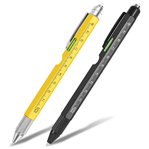 Gifts for Men, 9 in 1 Multitool Pen, Cool Gadgets for Men, Gifts for Dad, Stocking Stuffers for Men, 2 Pc Pen Black & Yellow