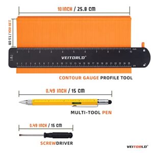 VEITORLD Contour Gauge Profile Tool, Shape Duplicator with Lock, Gifts for Men Dad Husband Him Grandpa Valentines Day Birthday, Stocking Stuffers for Men, Flooring Tools for Woodworking, Construction