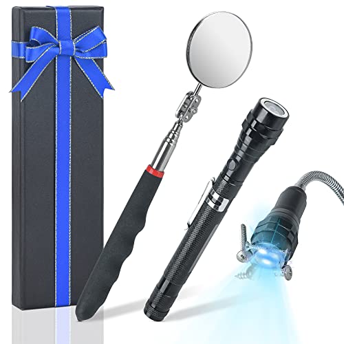 LED Light 360° with Magnetic Telescoping Pickup Mechanics Tool,Rotation Inspection Mirror,Stocking Stuffers Gifts for Men Dad Mechanics,Gifts for Christmas,Father's Day,Thanksgiving,Valentine's Day