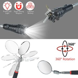 LED Light 360° with Magnetic Telescoping Pickup Mechanics Tool,Rotation Inspection Mirror,Stocking Stuffers Gifts for Men Dad Mechanics,Gifts for Christmas,Father's Day,Thanksgiving,Valentine's Day