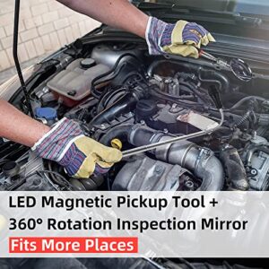 LED Light 360° with Magnetic Telescoping Pickup Mechanics Tool,Rotation Inspection Mirror,Stocking Stuffers Gifts for Men Dad Mechanics,Gifts for Christmas,Father's Day,Thanksgiving,Valentine's Day