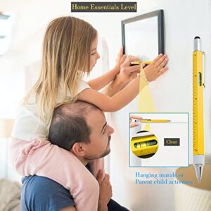 Stocking Stuffers Gifts for Men, Christmas Gifts for Men Dad Husband Engineer Woodworkers Carpenter, 6 in 1 Multitool Pen, Ballpoint Pen Touchscreen Stylus, Ruler, Level, Screwdriver