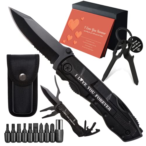 Gifts for Men Husband Boyfriend, Multitool Pocket Knife Gifts for Him, Stocking Stuffers for Men, I Love You Gifts for Christmas Valentines Day Anniversary, Cool Gadgets for Camping Fishing Cycling