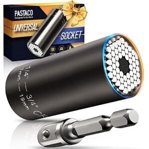 pastaco super universal socket tools gifts for men- christmas stocking stuffers socket set with power drill adapter gadgetstool gifts for dad him boyfriend women husband handy diy tool (7-19mm)