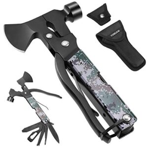 mens gifts camping accessories multitool camping gear unique gifts for men dad husband 16 in 1 survival gear and equipment camping gadgets stocking stuffers for men hunting hiking mini axe hammer