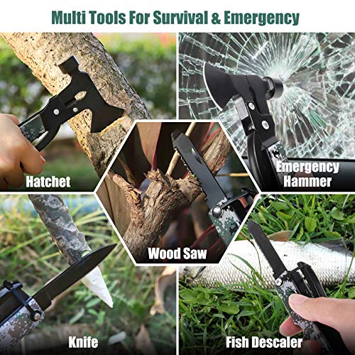 Mens Gifts Camping Accessories Multitool Camping Gear Unique Gifts for Men Dad Husband 16 in 1 Survival Gear and Equipment Camping Gadgets Stocking Stuffers for Men Hunting Hiking Mini Axe Hammer