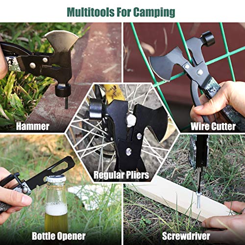 Mens Gifts Camping Accessories Multitool Camping Gear Unique Gifts for Men Dad Husband 16 in 1 Survival Gear and Equipment Camping Gadgets Stocking Stuffers for Men Hunting Hiking Mini Axe Hammer