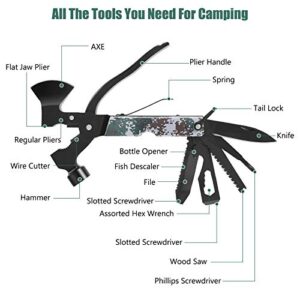 Mens Gifts Camping Accessories Multitool Camping Gear Unique Gifts for Men Dad Husband 16 in 1 Survival Gear and Equipment Camping Gadgets Stocking Stuffers for Men Hunting Hiking Mini Axe Hammer