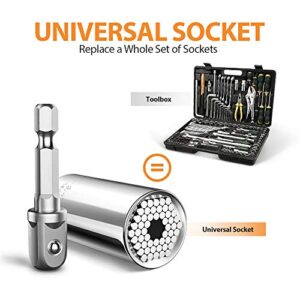 Universal Socket Tools Gifts for Men: Christmas Gifts Stocking Stuffers for Dad Boyfriend Husband Professional 7mm-19mm Super Socket Tool Sets Power Drill Adapter Unique Cool Gadgets Birthday Gift