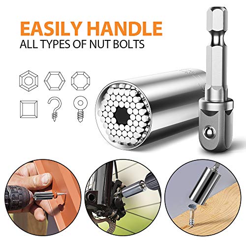 Universal Socket Tools Gifts for Men: Christmas Gifts Stocking Stuffers for Dad Boyfriend Husband Professional 7mm-19mm Super Socket Tool Sets Power Drill Adapter Unique Cool Gadgets Birthday Gift