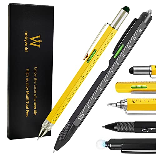 Men Gifts Multi Tool Pen - 2PC Unique Gadgets Set for Dad Birthday Stocking Stuffers Fathers Day, Unique Pocket Multitool with Light, Gift Idea Tools with Flashlight Ruler