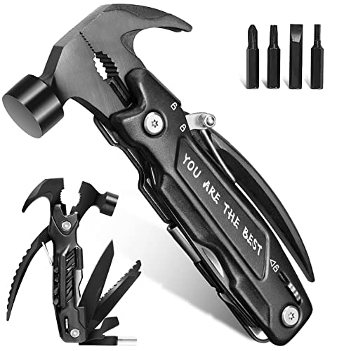 Gifts for Dad from Daughter Son, Hammer Multitool 15 In 1 Camping Accessories Survival Gear Cool Gadgets Pocket Multi Tool Plier Christmas Stocking Stuffers Unique Birthday Gifts for Him Men Husband