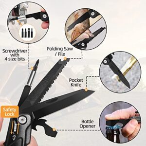 Gifts for Dad from Daughter Son, Hammer Multitool 15 In 1 Camping Accessories Survival Gear Cool Gadgets Pocket Multi Tool Plier Christmas Stocking Stuffers Unique Birthday Gifts for Him Men Husband