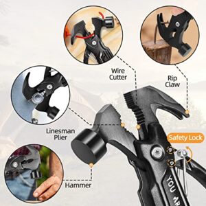 Gifts for Dad from Daughter Son, Hammer Multitool 15 In 1 Camping Accessories Survival Gear Cool Gadgets Pocket Multi Tool Plier Christmas Stocking Stuffers Unique Birthday Gifts for Him Men Husband