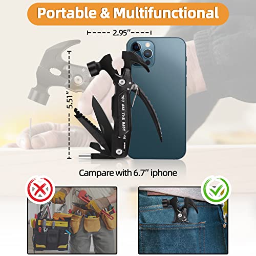 Gifts for Dad from Daughter Son, Hammer Multitool 15 In 1 Camping Accessories Survival Gear Cool Gadgets Pocket Multi Tool Plier Christmas Stocking Stuffers Unique Birthday Gifts for Him Men Husband