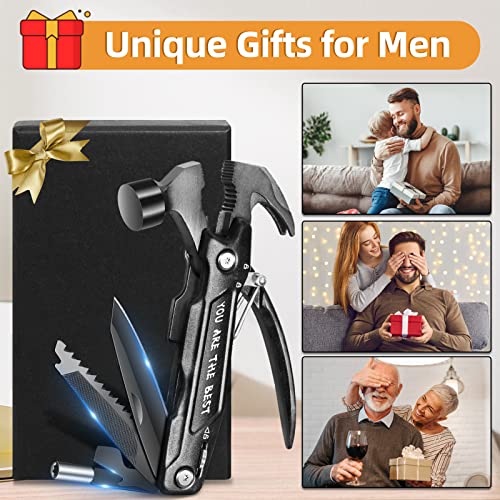 Gifts for Dad from Daughter Son, Hammer Multitool 15 In 1 Camping Accessories Survival Gear Cool Gadgets Pocket Multi Tool Plier Christmas Stocking Stuffers Unique Birthday Gifts for Him Men Husband