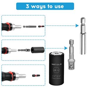 WETOLS Universal Socket Set, Magnetic Ratchet Screwdriver Set, Christmas Stocking Stuffers for Men Him Dad Husband Boyfriend Her, with 10 Impact Bits-Super Socket Unscrew Any Bolt, WE-885