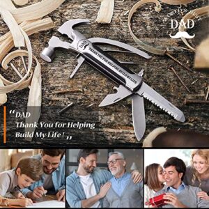 VEITORLD All in One Survival Tools Small Hammer Multitool, Gifts for Dad from Kids, Unique Birthday Gift Ideas for Dad Men Him from Daughter Son, Cool Gadgets Stocking Stuffers for Men