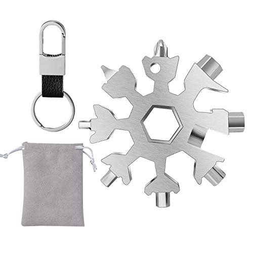 18 in 1 Snowflake Multi Tool, Stocking Stuffers for Men, Christmas Gifts for Dad Husband Boyfriend, Birthday Gift Ideas for Men, Stainless Steel Tool Wrench, Screwdriver Kit with Premium Keychain¡­