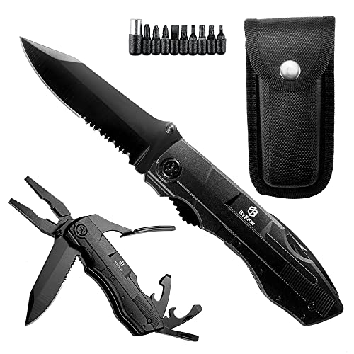 18-in-1 Multitool Pocket Knife, Multi-tool Screwdriver with Durable Nylon Sheath for Outdoor, Fishing, Camping Ideal Gifts for Father, Husband, Boyfriend Stocking Stuffers Christmas Gifts for Men