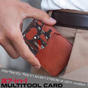 37-in-1 Wallet Tool Card Gift. Black Credit Card Bottle Opener Multitool with Multifunction Tools. Best Stocking Stuffer Gifts for Men, Dads, Husbands, HandyMen & Outdoor Enthusiasts