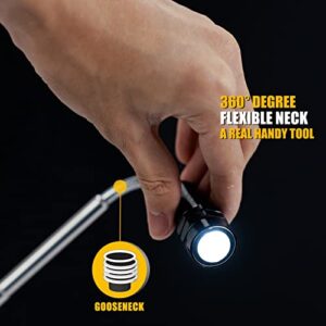 Magnetic Pickup Tool with 3 LED Lights, Telescoping Magnet Flashlight, Cool Gadget Valentines Day Gifts for Men, Dad, Father, Handyman, Husband, Boyfriend or Women, Black