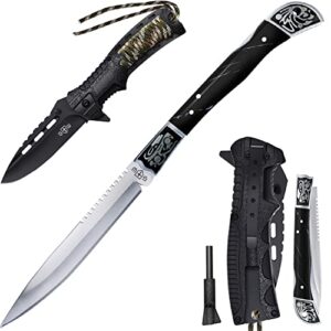 bundle of 2 items – pocket knife – tactical folding knife – knife with fire starter paracord handle – best pocket knife for urban work hobby unboxing – stocking stuffers for men – gift for men women