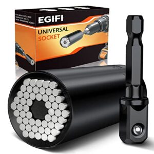 egifi universal socket tools, super socket mechanic tool, nut driver unscrew anything stocking stuffers gifts for men him dad for christmas, 2 pcs, black