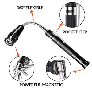 Magnetic Pickup Tool Gifts for Men, Telescoping Magnet Stick with 3 LED Flashlights, Stocking Stuffers Perfect Mechanic Pick up Tools Gifts for Dad, Husband or Women, Birthday Gifts for Him