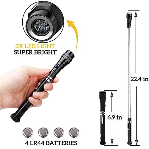 Magnetic Pickup Tool Gifts for Men, Telescoping Magnet Stick with 3 LED Flashlights, Stocking Stuffers Perfect Mechanic Pick up Tools Gifts for Dad, Husband or Women, Birthday Gifts for Him