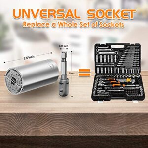 Universal Socket tools Gifts for Men - Socket Grip Tool Sets with Power Drill Adapter, Unique Gadgets Handy DIY Multitools for Men, Stocking Stuffers Gifts for Men/Husband/Boyfriends/Women(7-19mm)