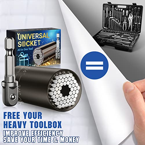 Super Universal Socket Gifts for Dad Men - Tool Socket Set with Power Drill Adapter Multi Socket Grip Stuff Cool Stocking Stuffers Gadgets for Men Women, Gift Ideas for Father Husband Him(7-19mm)