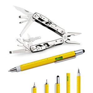 bcharya 2 piece multitool set, 6-in-1 multitool pen, 14-in-1 multitool pliers, cool gadgets stocking stuffers gifts for men, portable pocket tools for outdoors, home improvement