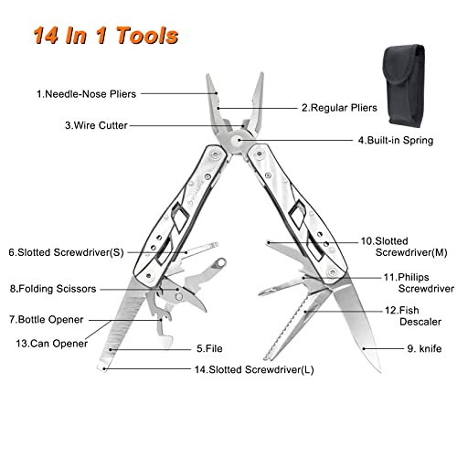 BCHARYA 2 Piece Multitool Set, 6-In-1 Multitool Pen, 14-in-1 Multitool Pliers, Cool Gadgets Stocking Stuffers Gifts for Men, Portable Pocket Tools for Outdoors, Home Improvement