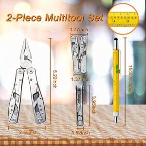 BCHARYA 2 Piece Multitool Set, 6-In-1 Multitool Pen, 14-in-1 Multitool Pliers, Cool Gadgets Stocking Stuffers Gifts for Men, Portable Pocket Tools for Outdoors, Home Improvement