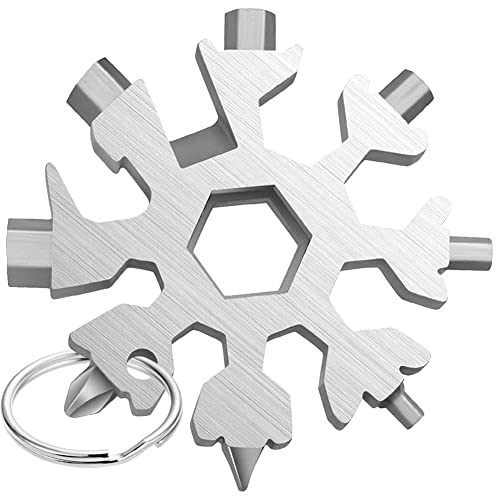 Snowflake 18-in-1 Multi Tool Stainless Steel Keychain Snowflake Multi-tool Screwdriver, Wrench Bottle Opener, Christmas Stocking Stuffers Gifts,Outdoor Camping Tools