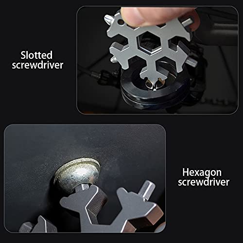 Snowflake 18-in-1 Multi Tool Stainless Steel Keychain Snowflake Multi-tool Screwdriver, Wrench Bottle Opener, Christmas Stocking Stuffers Gifts,Outdoor Camping Tools