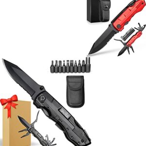 Gifts for Men Him Dad,Pocket Multitool Knife,Red Pocket Folding Knife,Christmas Stocking Stuffers,Anniversary Birthday Gifts for Husband Boyfriend,Folding Knife For Camping Hiking Fishing Survival