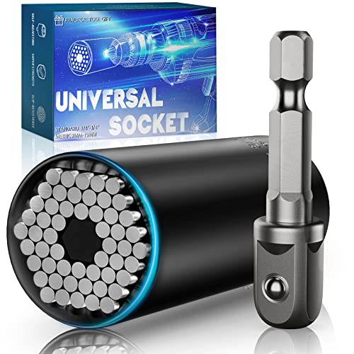 Super Universal Socket Tool Valentines Day Gifts, Cool Stuff Gadgets Grip Socket Set with Power Drill Adapter Fits Most Nut Bolt, Unique Birthday Gift Idea for Him Men Women Boyfriend Husband(7-19MM)