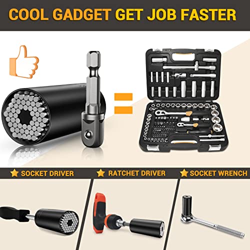 Super Universal Socket Tool Valentines Day Gifts, Cool Stuff Gadgets Grip Socket Set with Power Drill Adapter Fits Most Nut Bolt, Unique Birthday Gift Idea for Him Men Women Boyfriend Husband(7-19MM)