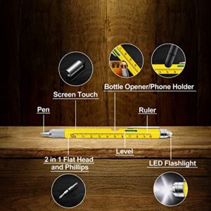 Gifts for Men, 9 in 1 Multitool Pen Gifts for Him, Cool Gadgets Tools for Men, Mens Gifts for Dad, Boyfriend, Husband, Grandpa, Unique Birthday Gifts for Men Who Have Everything (Yellow)