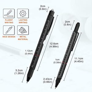 Tools for Men,Cool Gadgets,2 Pack 9 in 1 Multitool Pen Set with LED Light, Touchscreen Stylus, Ruler, Level, Bottle Opener,Flathead, and Ballpoint Pen(Black）