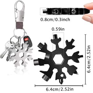 Snowflake Multitool, 3 Pack 18-in-1 Stainless Multi Tool, Compact Flat Phillips Screwdriver Wrench/Bottle Opener Kit, Cool Gadgets for Men, Mini Durable and Portable, Great Christmas Gift, Silver