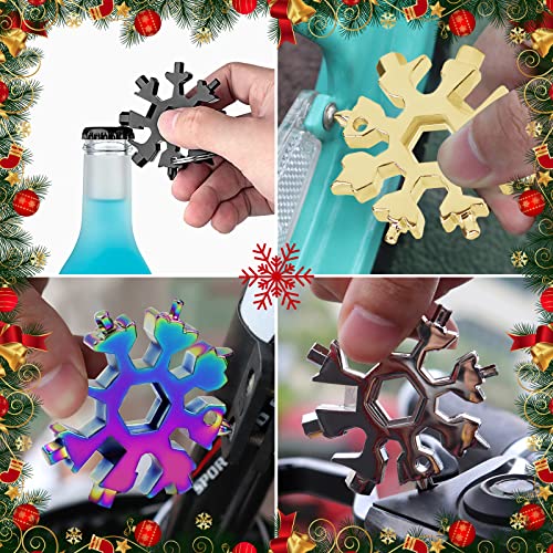 Snowflake Multi Tool,18-In-1 Stainless Steel Snowflake Multitool,Snowflake Wrench/Beer Bottle Opener with Key Ring,Outdoor Durable and Portable for Fathers Men Christmas Gift(6Packs)